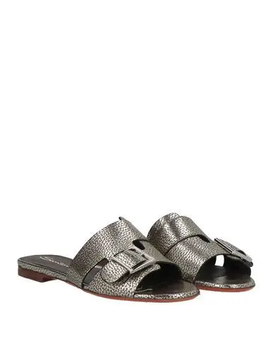 Santoni Pebbled-leather Slide Sandals