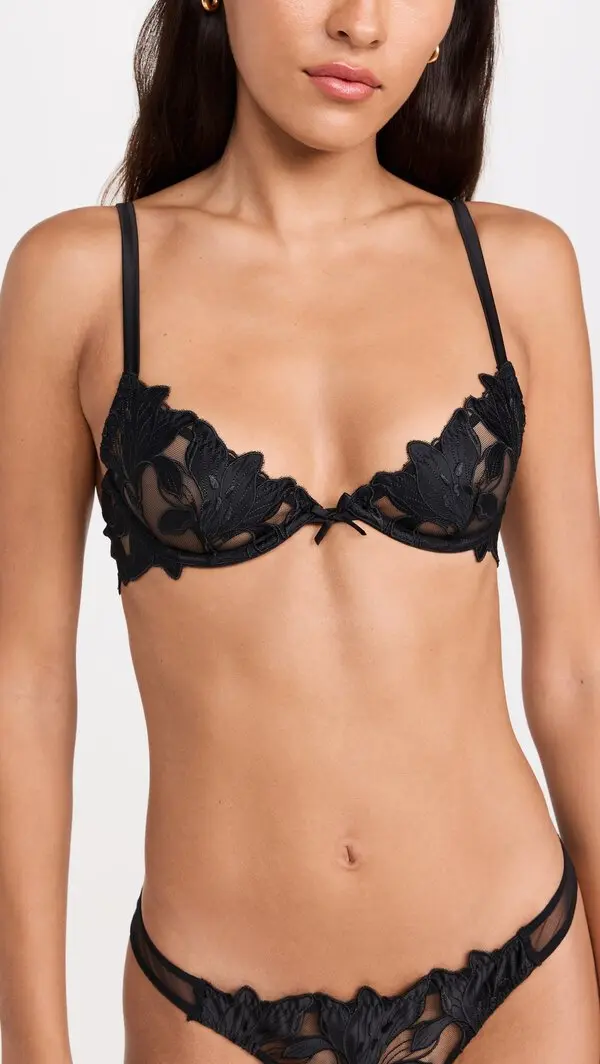 FLEUR DU MAL Lily Embroidery Plunge Demi Bra