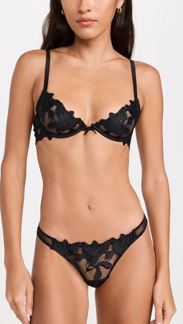 FLEUR DU MAL Lily Embroidery Plunge Demi Bra