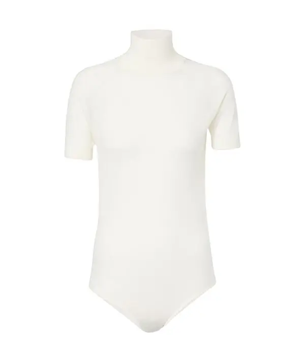 Alaïa Turtleneck Wool Bodysuit - White