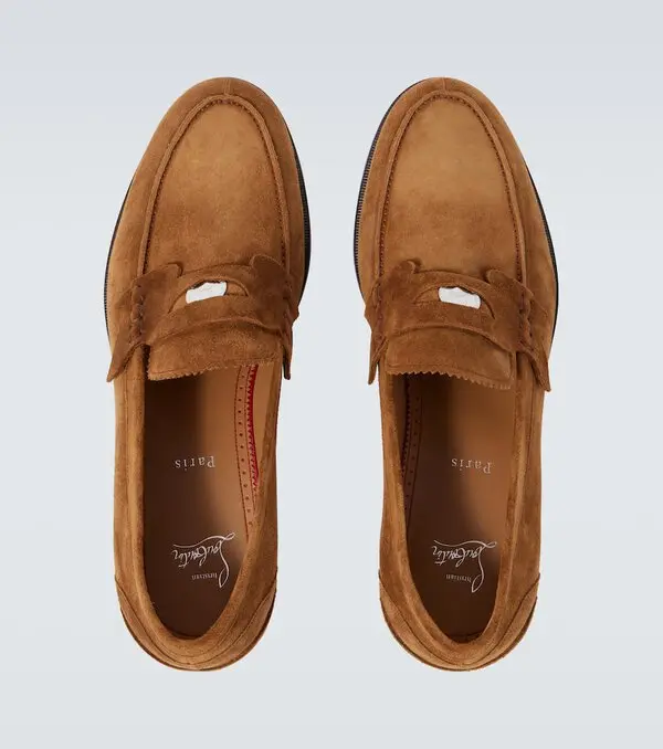 Christian Louboutin Penny No Back Loafer Suede Brown 44 CHRISTIAN LOUBOUTIN Loafers Suede Penny No Back Slippers  main image 4