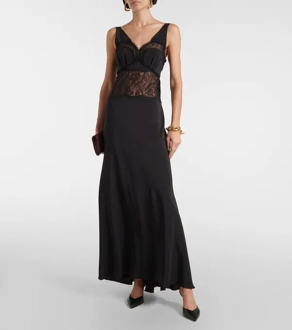 Victoria Beckham Lace-trimmed Silk Midi Dress