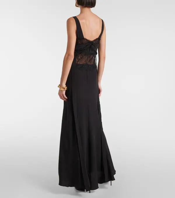 Victoria Beckham Lace-trimmed Silk Midi Dress