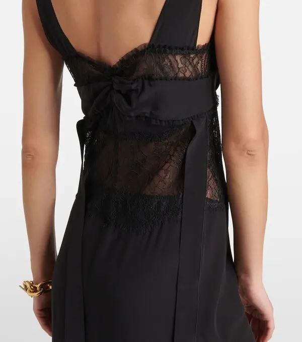Victoria Beckham Lace-trimmed Silk Midi Dress