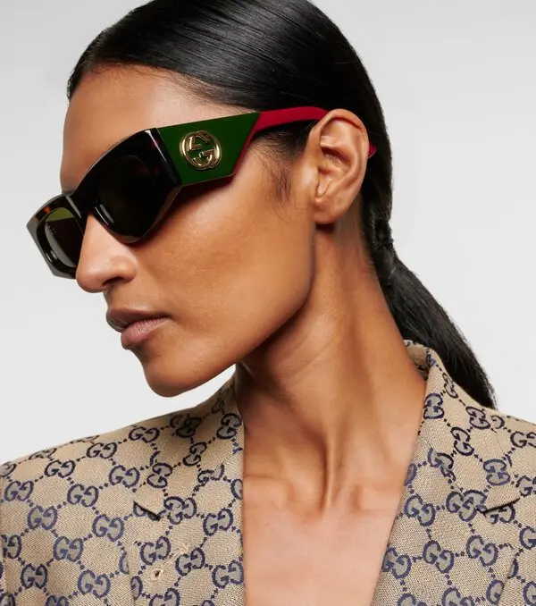 Gucci Interlocking G Rectangular Sunglasses - Multicoloured