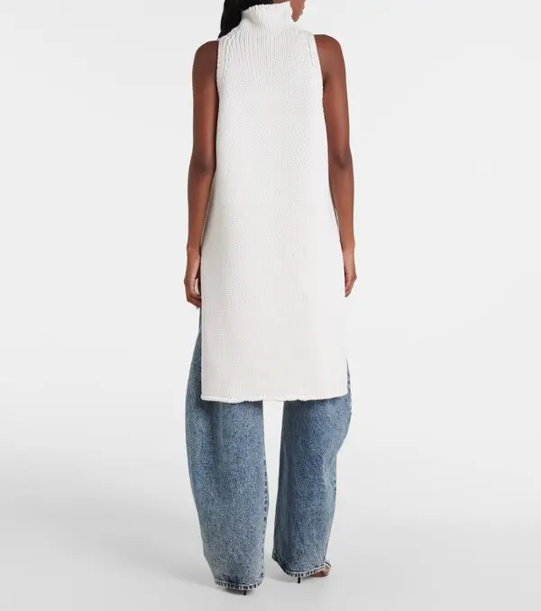 Alaïa Caped Wool Turtleneck Top
