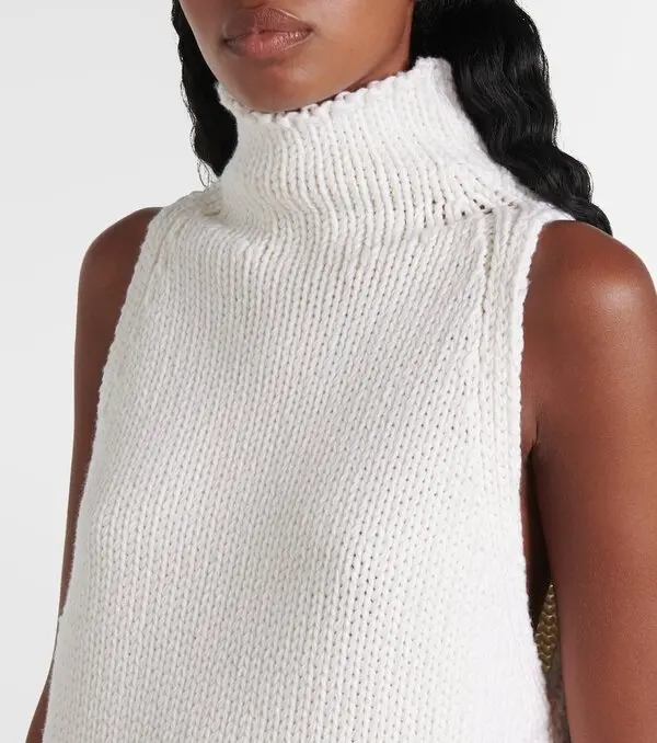Alaïa Caped Wool Turtleneck Top