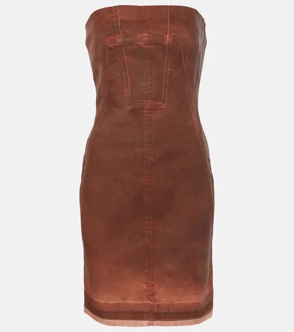 Rick Owens Denim Bustier Dress - Brown