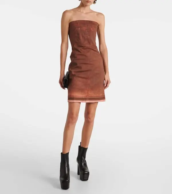 Rick Owens Denim Bustier Dress - Brown