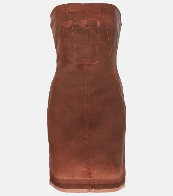 Rick Owens Denim Bustier Dress - Brown