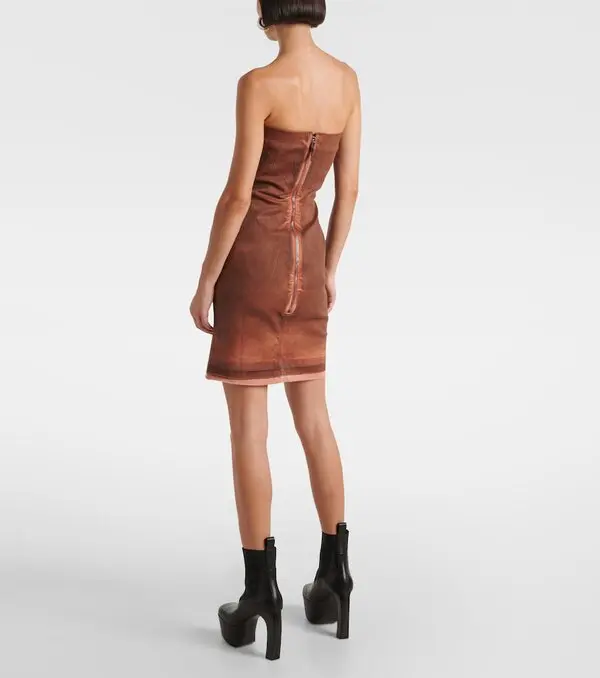 Rick Owens Denim Bustier Dress - Brown