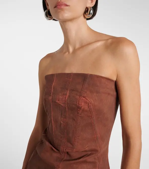 Rick Owens Denim Bustier Dress - Brown
