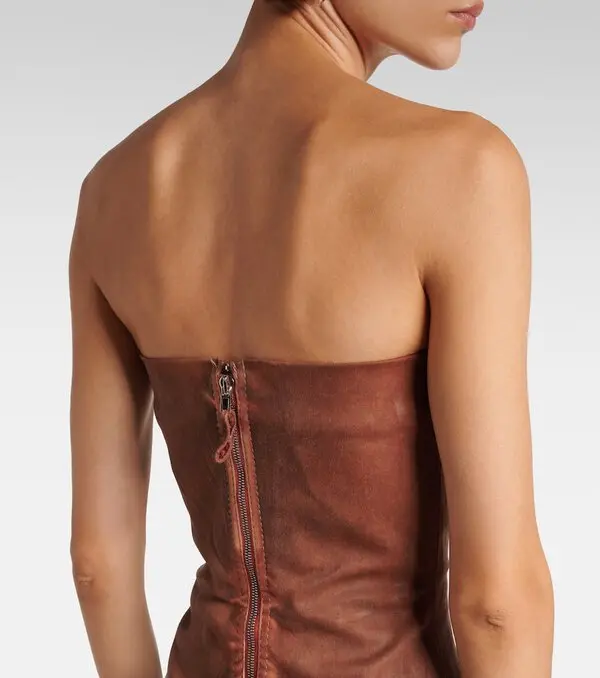 Rick Owens Denim Bustier Dress - Brown