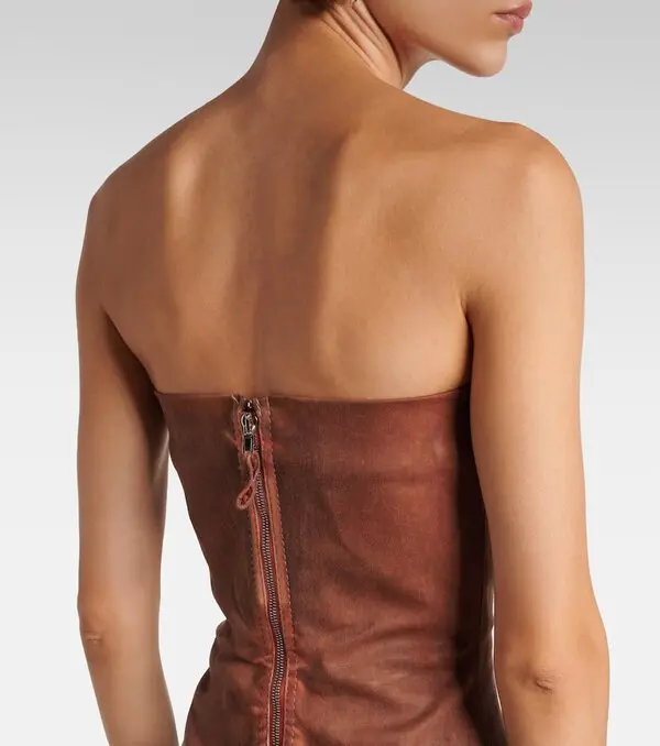 Rick Owens Denim Bustier Dress - Brown