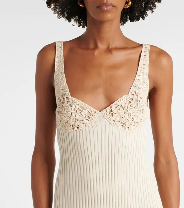 Magda Butrym Ribbed-knit Cotton Midi Dress - Neutrals