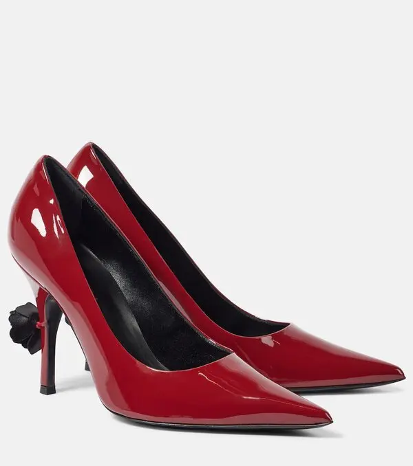 Magda Butrym Floral-appliqué Patent Leather Pumps - Red