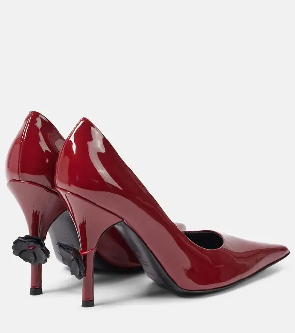 Magda Butrym Floral-appliqué Patent Leather Pumps