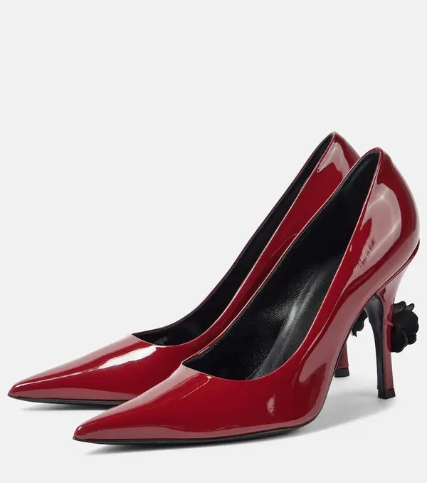 Magda Butrym Floral-appliqué Patent Leather Pumps