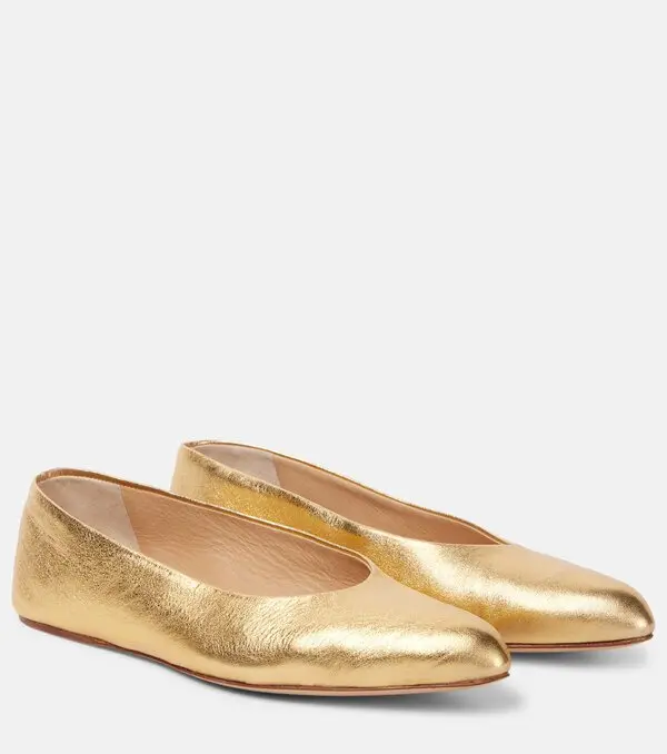 Gabriela Hearst Andre Metallic Leather Ballet Flats - Gold