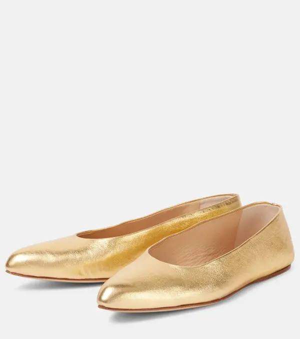 Gabriela Hearst Andre Metallic Leather Ballet Flats - Gold