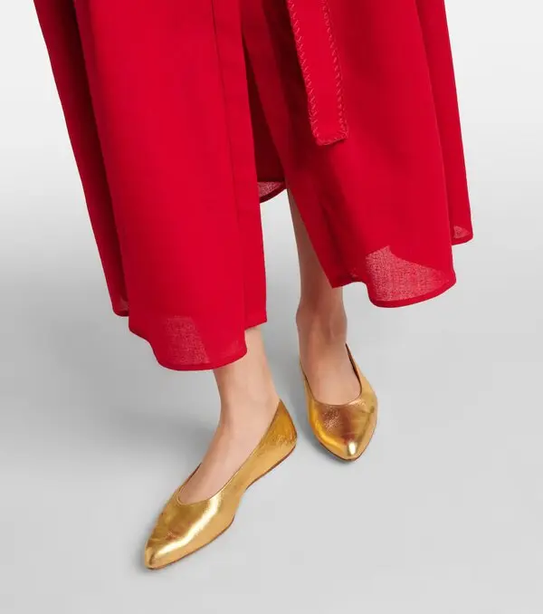 Gabriela Hearst Andre Metallic Leather Ballet Flats - Gold