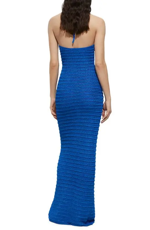 Mango Metallic Textured Knit Halter Dress In Vibrant Blue - 25% Off |  Editorialist
