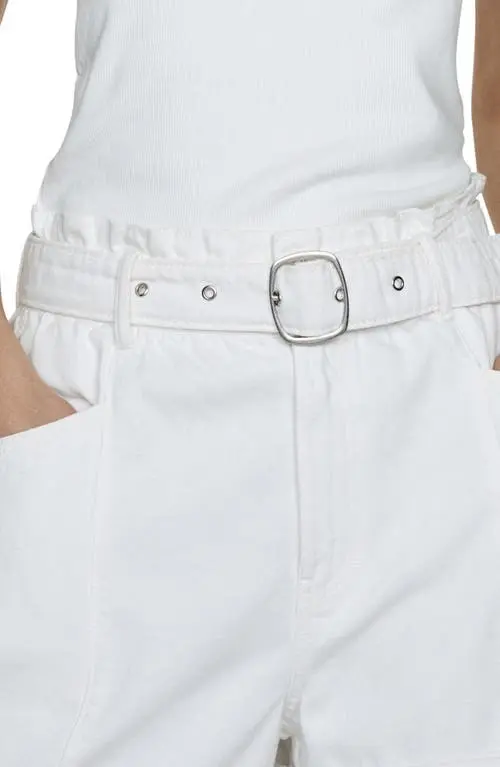 Mango Belted Denim Shorts - White