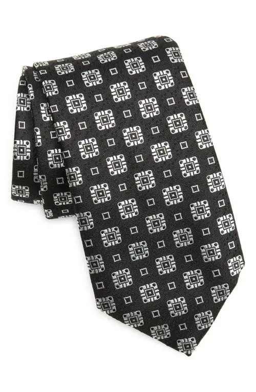 Dolce & Gabbana Medallion Silk Neck Tie - N0004 Black/white