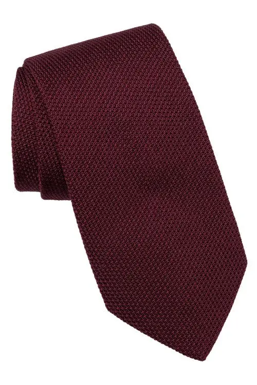 ELIZABETTA Chianti Silk Grenadine Neck Tie - Burgundy