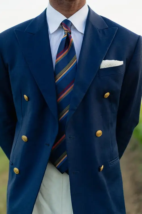 ELIZABETTA Battisti Silk Jacquard Neck Tie - Navy