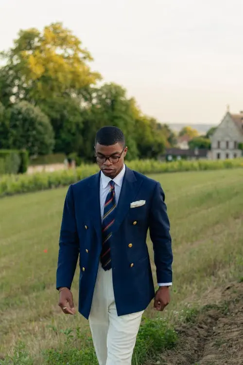 ELIZABETTA Battisti Silk Jacquard Neck Tie - Navy