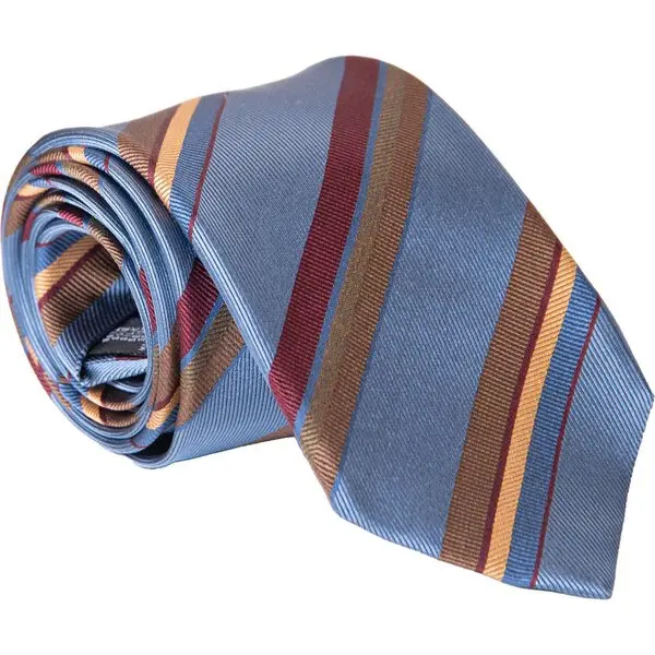 ELIZABETTA Battisti Silk Jacquard Neck Tie - Steel Blue