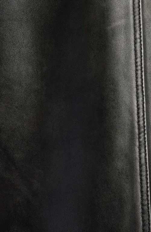 Free People Adrienne Leather Bomber Jacket - Black