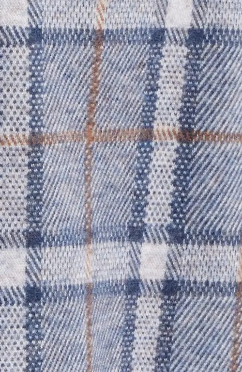 Johnston & Murphy Windowpane Brushed Cotton Blend Button-up Shirt