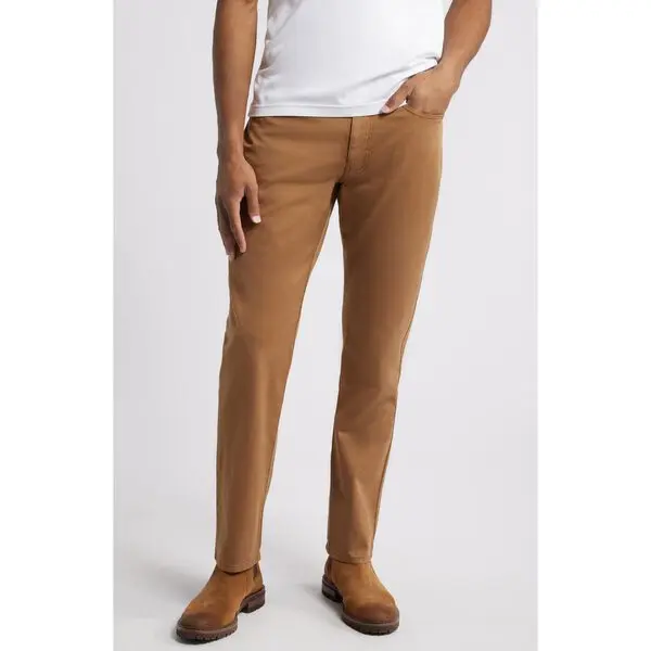 Johnston & Murphy Straight Leg Stretch Pima Cotton Pants - Camel