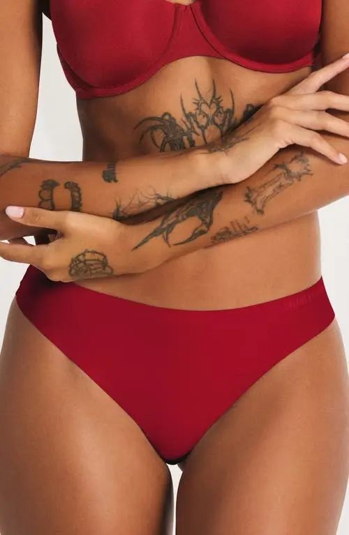 SAVAGE X FENTY Microfiber No-show Thong - Red Cognac