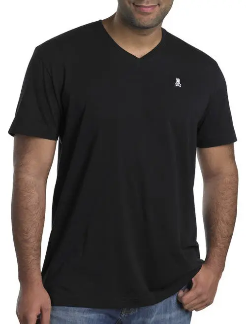 Psycho Bunny Logo V-neck T-shirt - Black