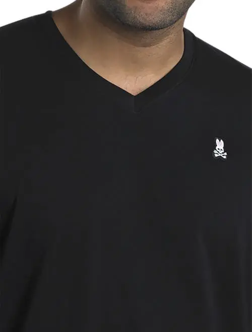 Psycho Bunny Logo V-neck T-shirt - Black