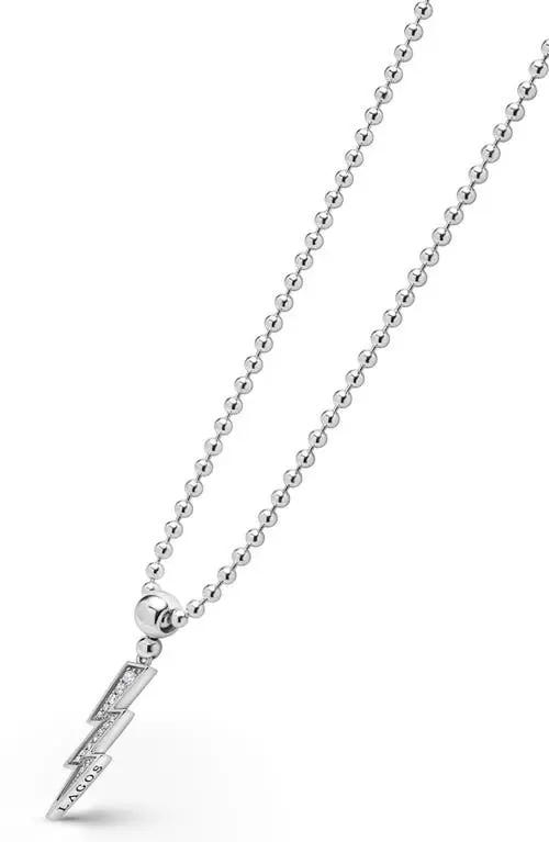 Lagos Caviar Spark Lightning Bolt Diamond Pendant Necklace