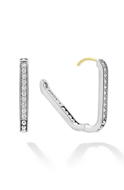 Lagos Caviar Spark Linear Diamond Hoop Earrings