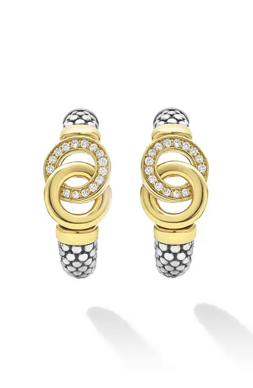 Lagos Signature Caviar Diamond Hoop Earrings - Two-tone