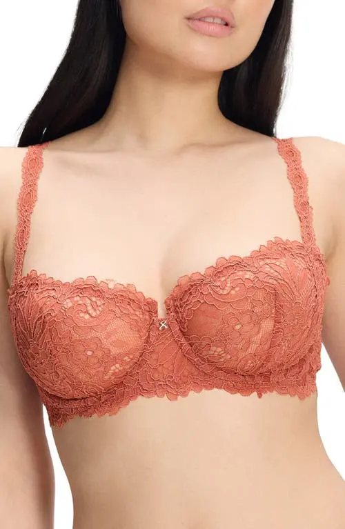 SAVAGE X FENTY Romantic Corded Lace Unlined Underwire Bra - Dry Poppy Brown