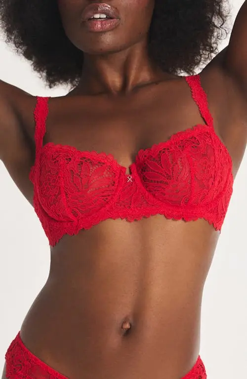 SAVAGE X FENTY Romantic Corded Lace Unlined Underwire Bra - Timeless Red