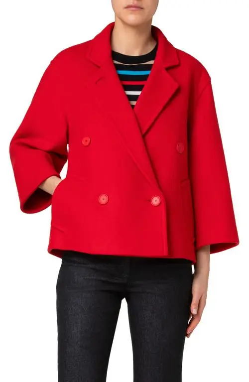 Akris Double Breasted Wool Blend Car Coat