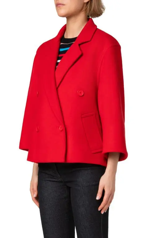 Akris Double Breasted Wool Blend Car Coat