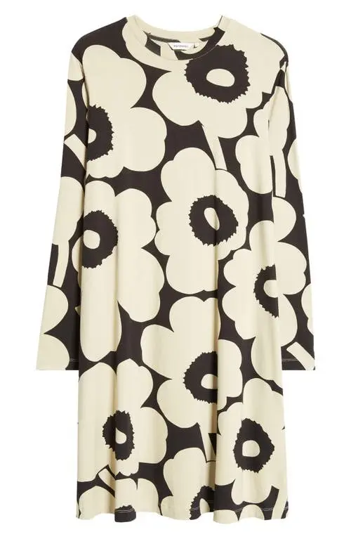 Marimekko Terassi Unikko Long Sleeve Jersey Dress In Beige Black - 60% Off  | Editorialist