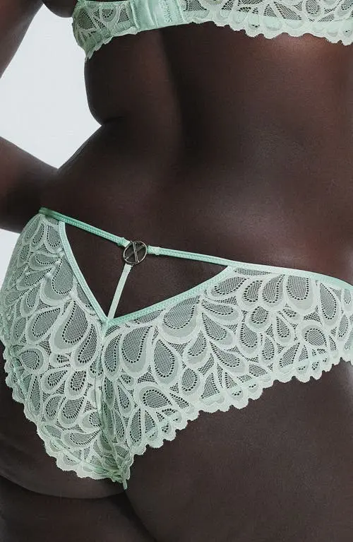 SAVAGE X FENTY Savage Not Sorry Lace Cheeky Panties - Mojito Green/still Grey