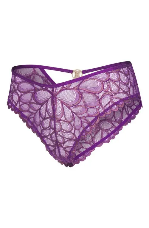 SAVAGE X FENTY Savage Not Sorry Lace Cheeky Panties - Purple Gem/claret Metallic