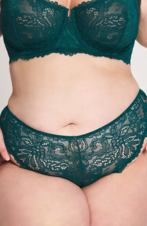 SAVAGE X FENTY Romantic Corded Lace Brazilian Panties - Green Demeanor