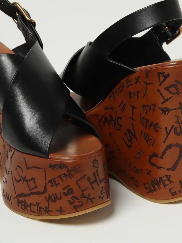 Chloé Wedge Sandals - Black